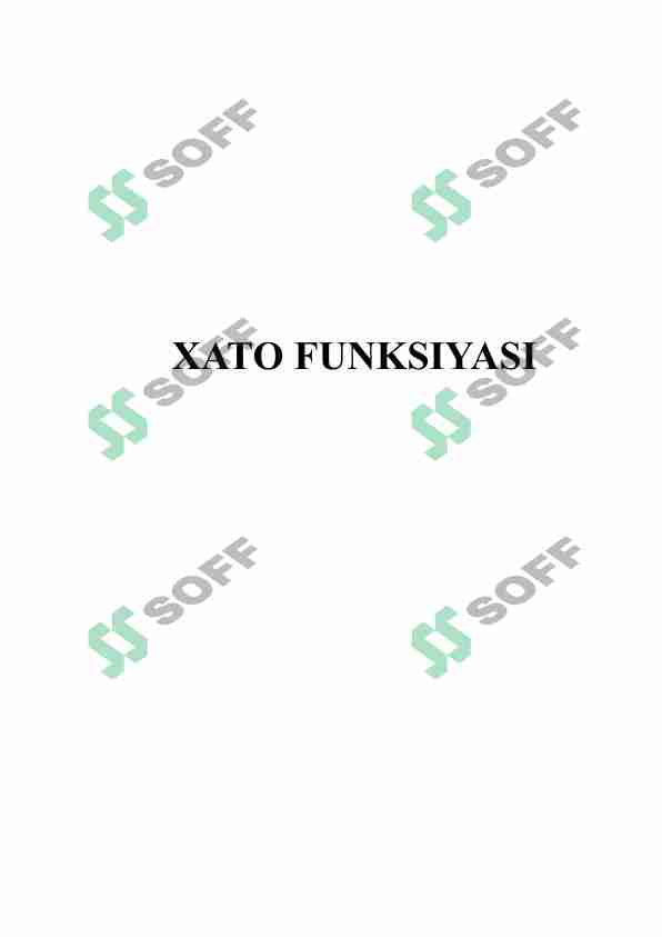 XATO FUNKSIYASI