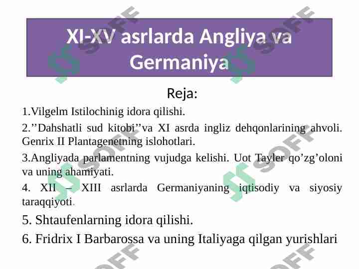 XI-XV asrlarda Angliya va Germaniya