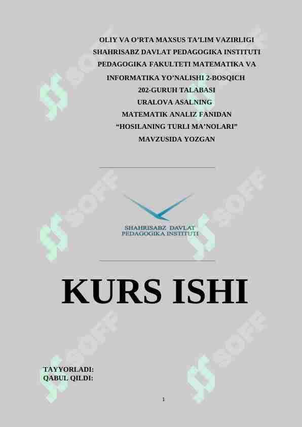 Hosilaning turli ma'nolari