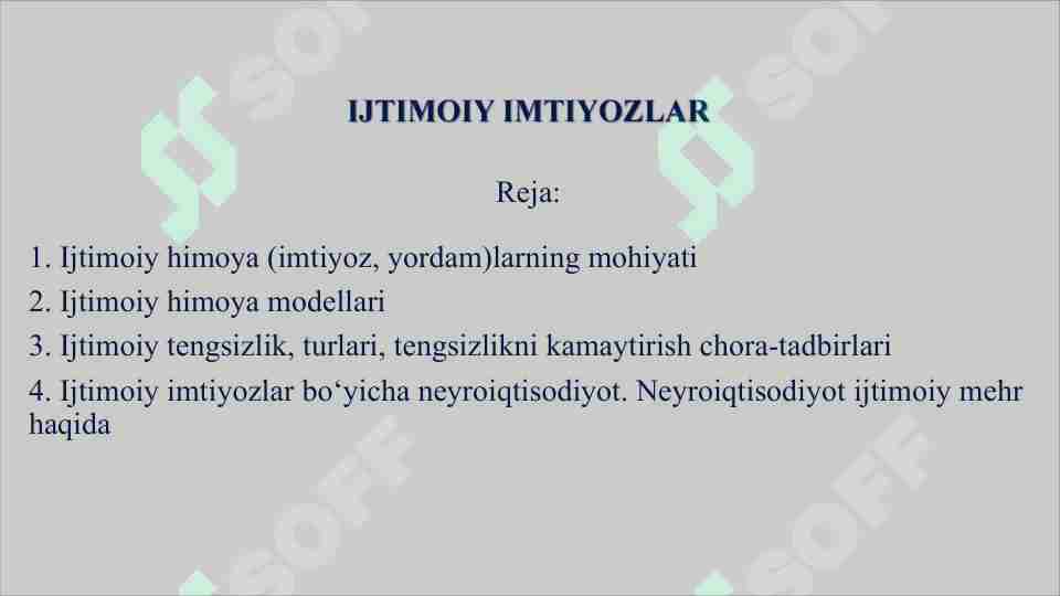 IJTIMOIY IMTIYOZLAR
