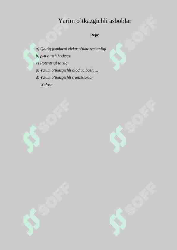 Yarim o’tkazgichli asboblar