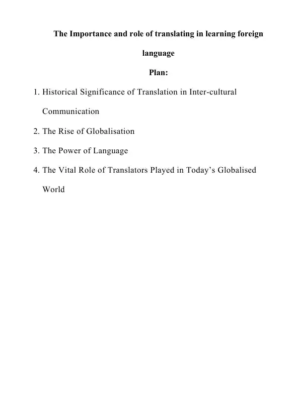The Importance and role of translating in learning foreign language