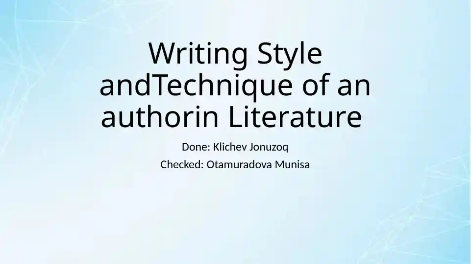 Writing Style and Technique