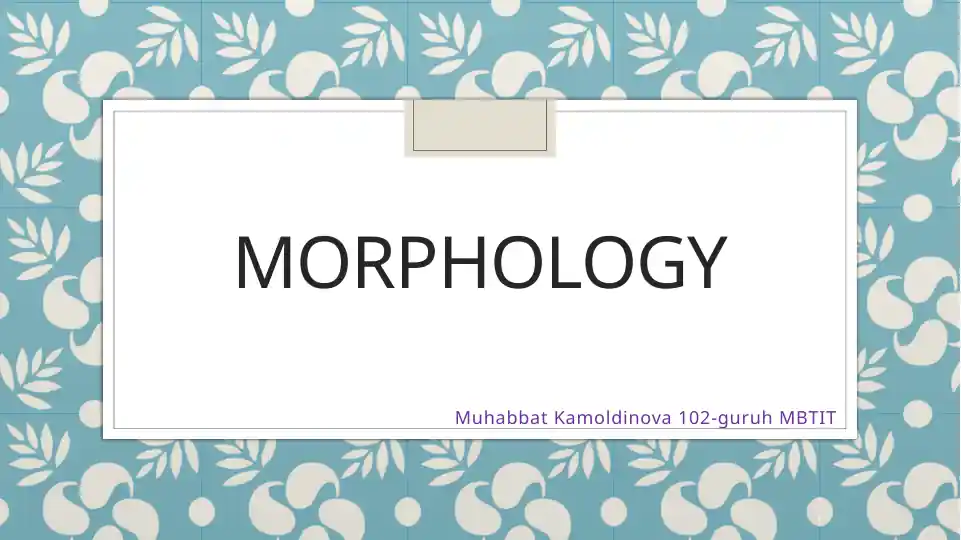 Morphology