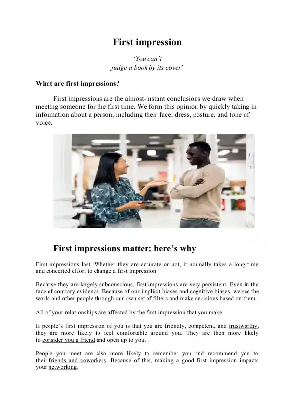 First Impression: The Importance of Initial Encounters