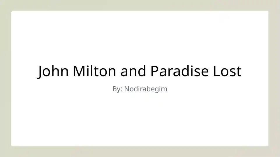 John Milton and Paradise Lost