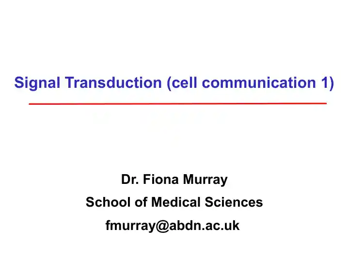Signal Transduction (cell communication 1)