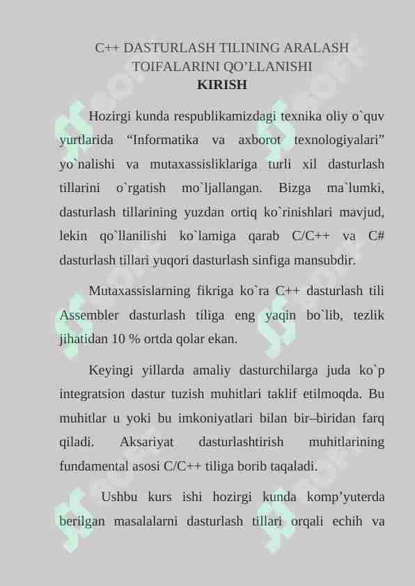 c++ dasturlash tilining aralash tiplari