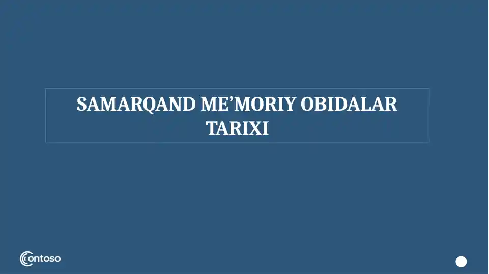 Samarqand me’moriy obidalar tarixi