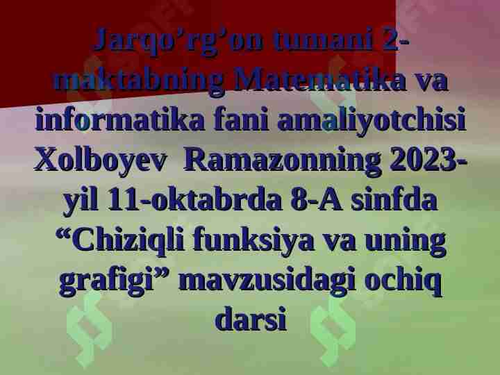 Chiziqli funksiya va uning grafigi