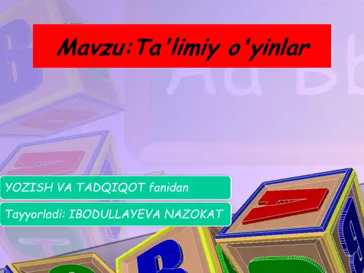 Ta’limiy o‘yinlar