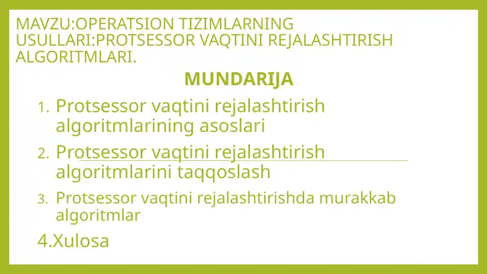 Protsessor vaqtini rejalashtirish algoritmlari