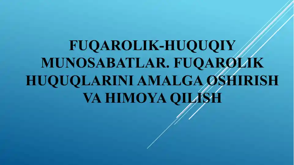 Fuqarolik-huquqiymunosabatlar