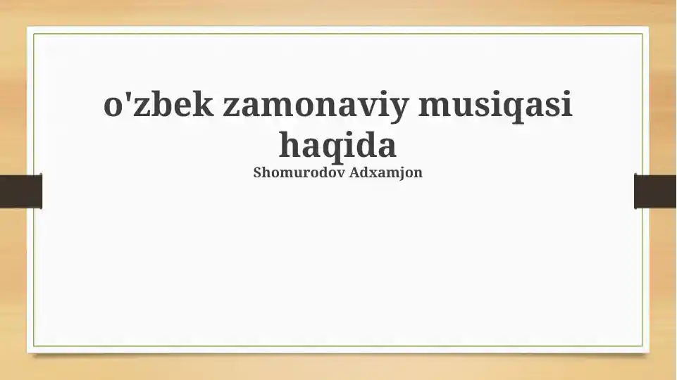 O'zbek Musiqasining Jahon Sahnasi