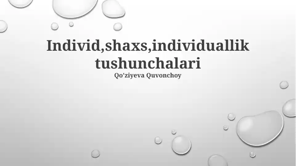 Individ, Shaxs, Individuallik tushunchalari