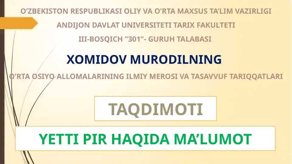 Yetti pir haqida ma’lumot