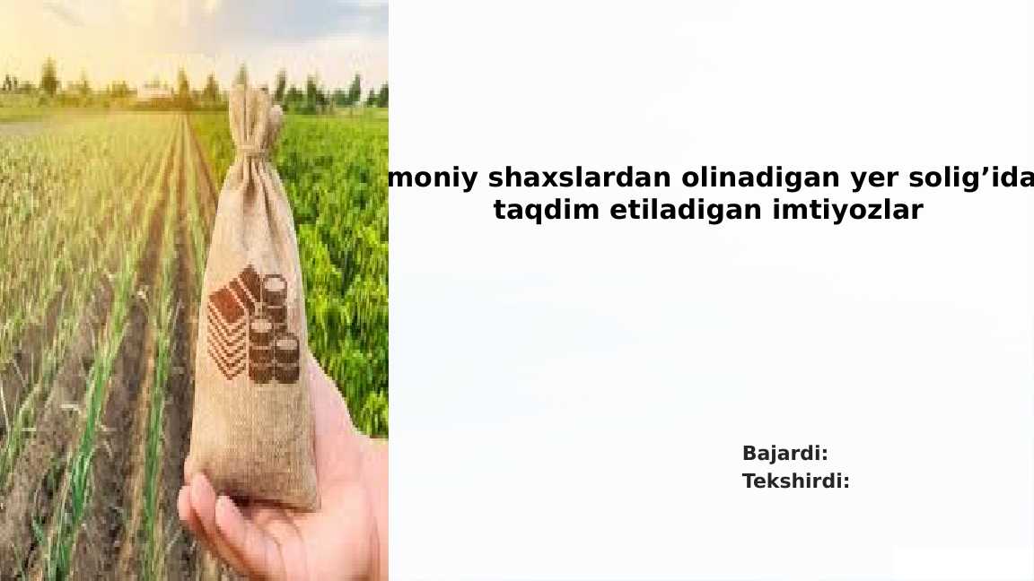 Yer solig'i va unga berilgan imtiyozlar