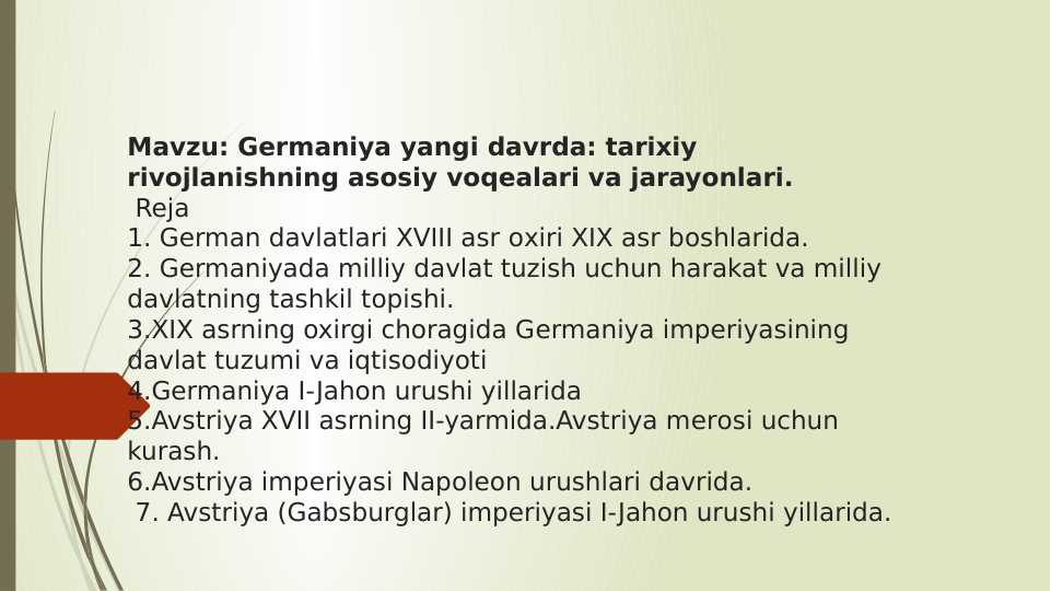 Germaniya yangi davrda: tarixiy rivojlanishning asosiy voqealari va ...