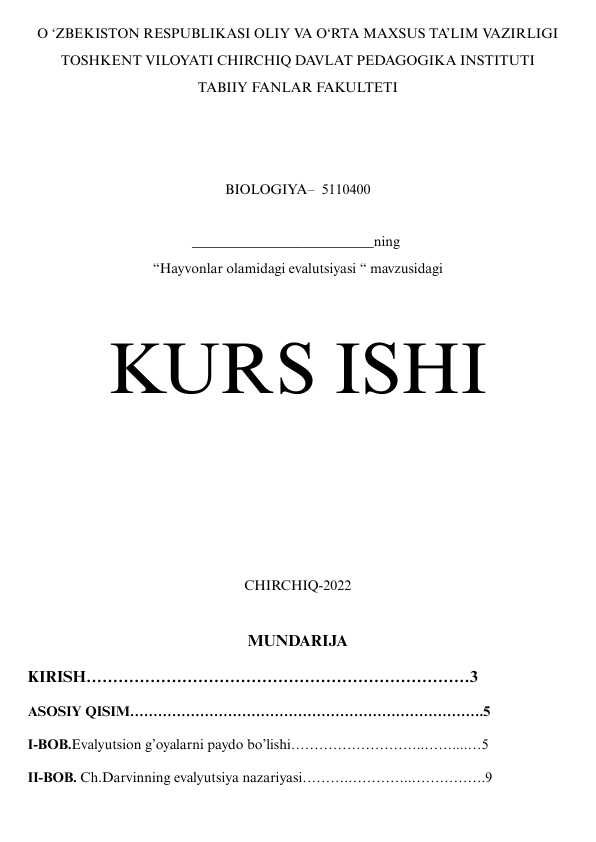 Hayvonlar evolyutsiyasi olami