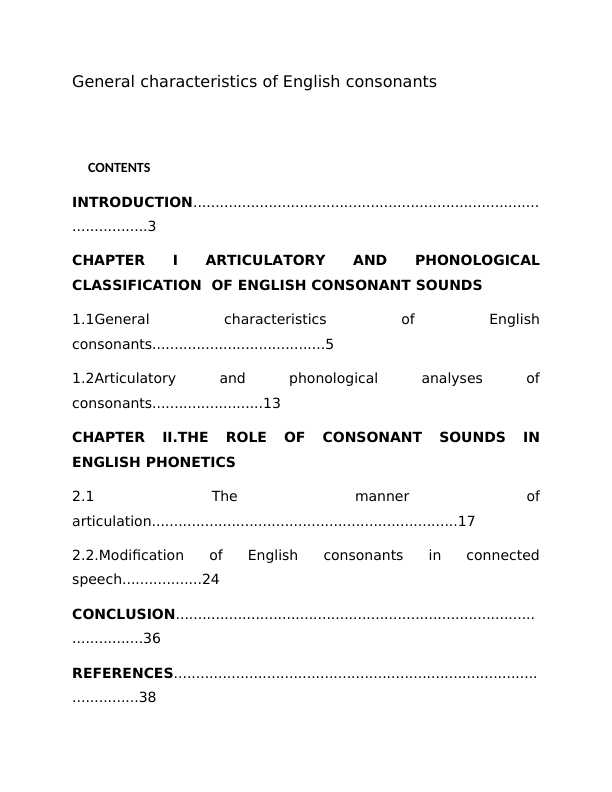 General characteristics of English consonants