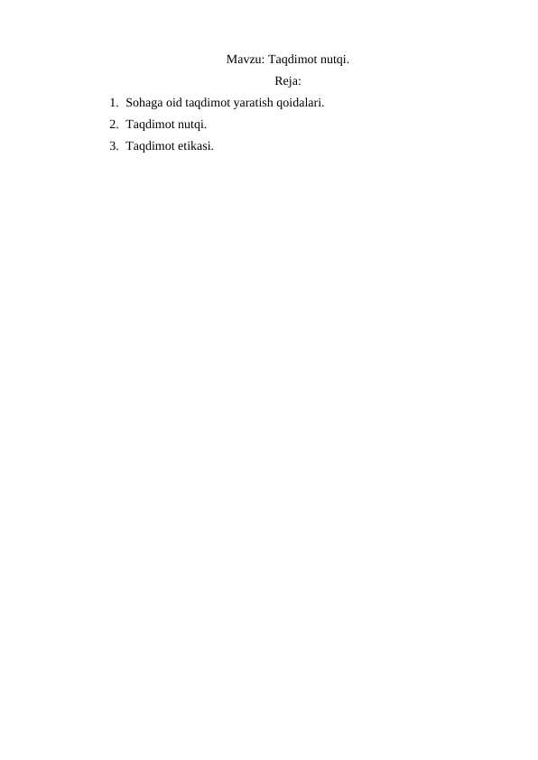 Taqdimot nutqi.
