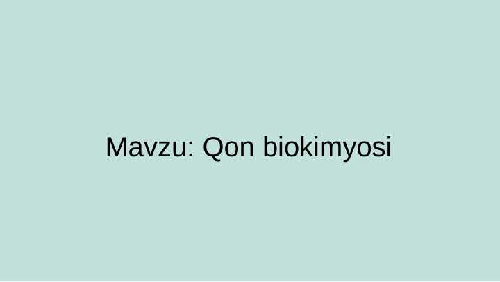 Qon biokimyosi