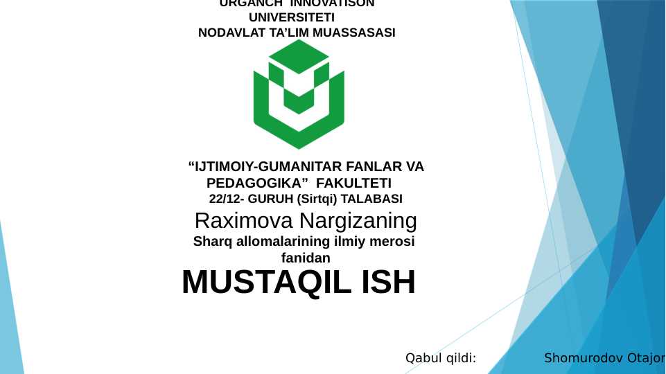 O‘rta osiyolik allomalar ijodida ilmlar tasnifi