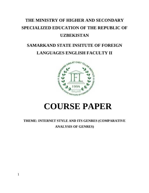 INTERNET STYLE AND ITS GENRES (COMPARATIVE ANALYSIS OF GENRES)