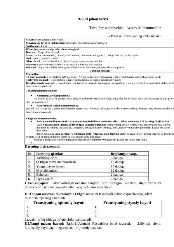 OCHIQ DARS BAYONOMASI