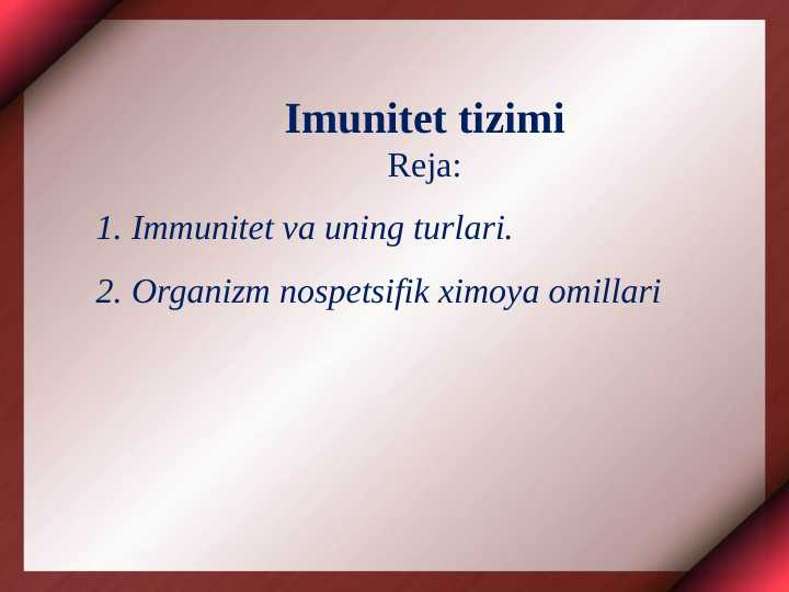 Imunitet tizimi