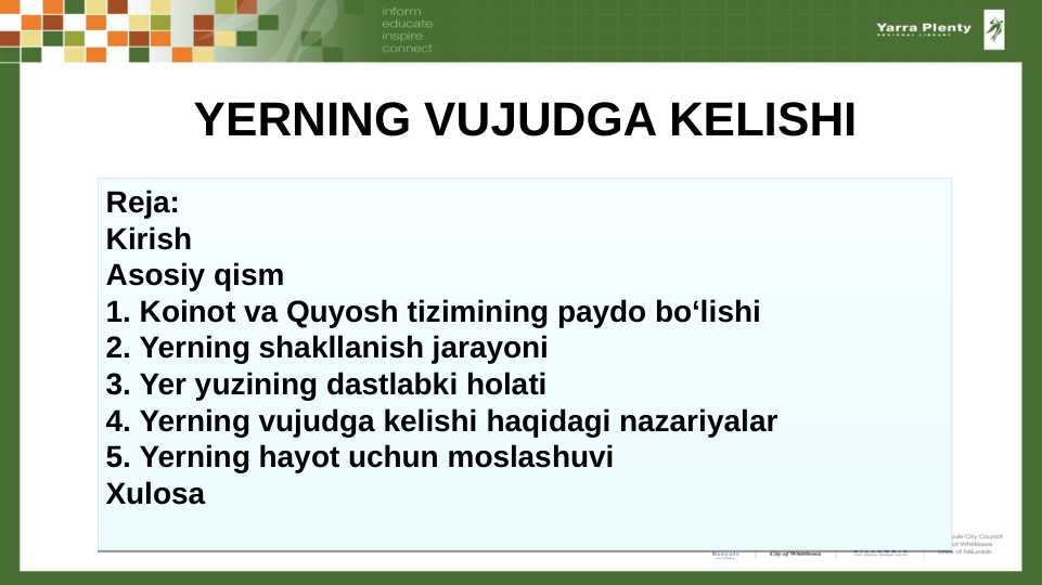 Yerning vujudga kelishi 25