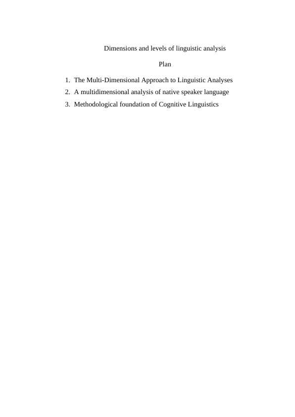 Dimensions and levels of linguistic analysis