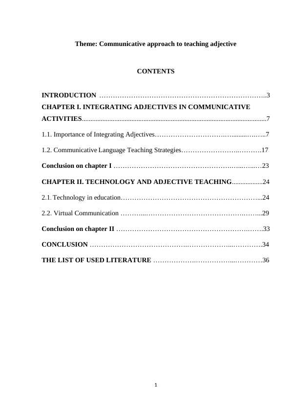Communicative approach to teaching adjective