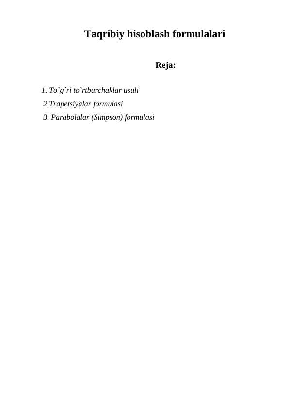 Taqribiy hisoblash formulalari