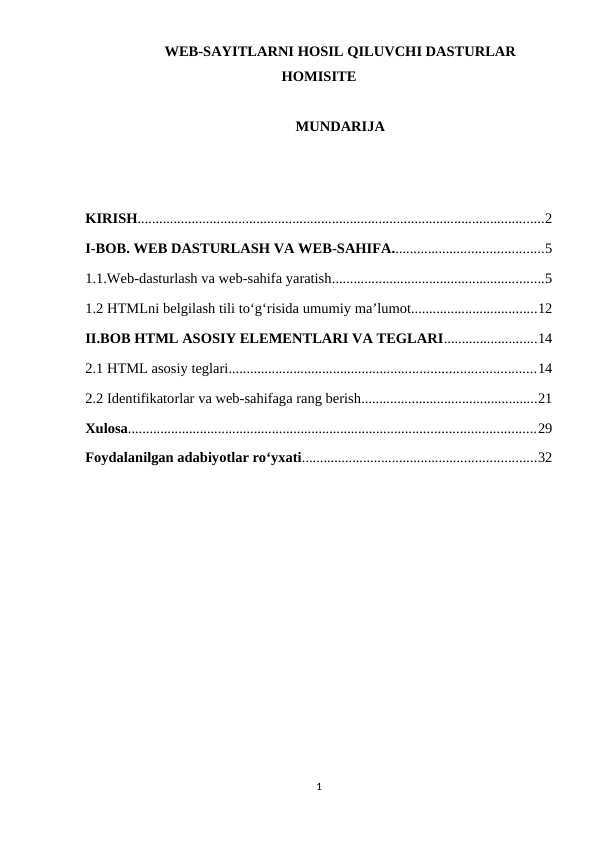 WEB-SAYITLARNI HOSIL QILUVCHI DASTURLAR HOMISITE
