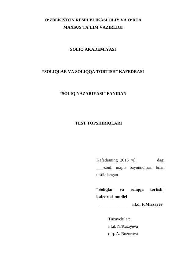 SOLIQ VA SOLIQA TORTISH TEST