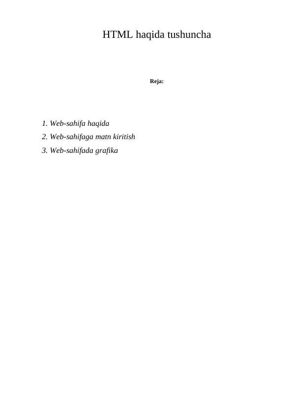 HTML haqida tushuncha