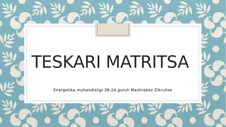 Teskari matritsa