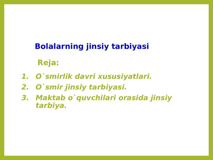 Bolalarning Jinsiy Tarbiyasi