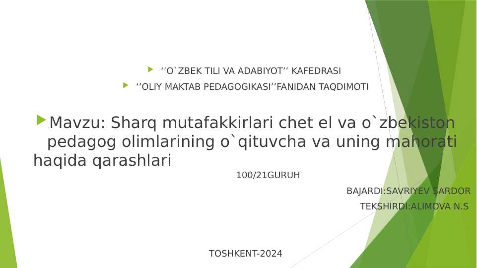 Sharq mutafakkirlari chet el va o`zbekiston pedagog olimlarining o`qituvcha va uning mahorati ...