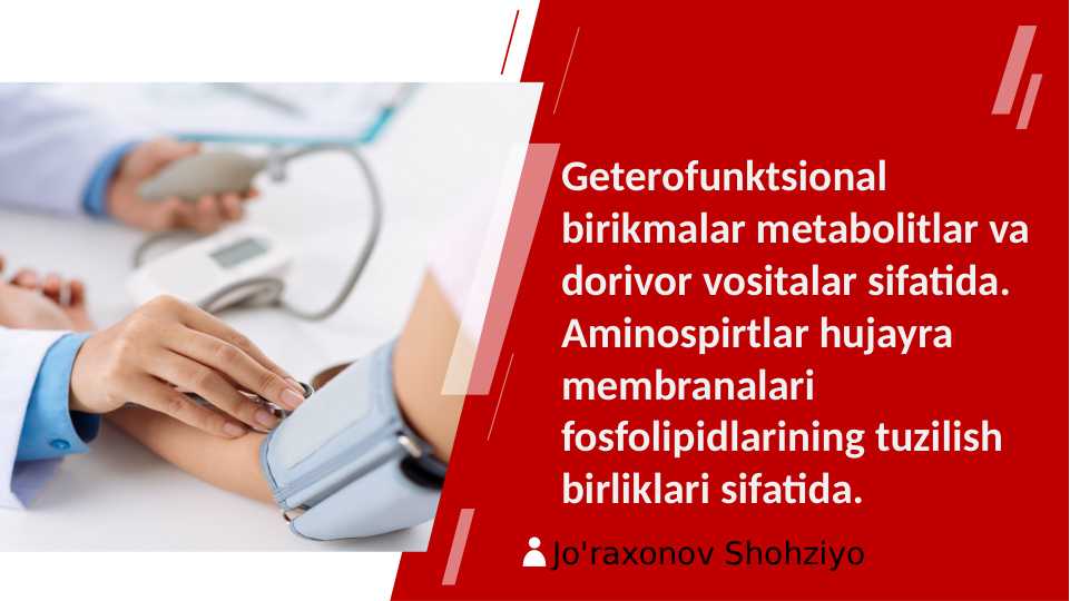 Geterofunktsional birikmalar metabolitlar va dorivor vositalar sifatida ...