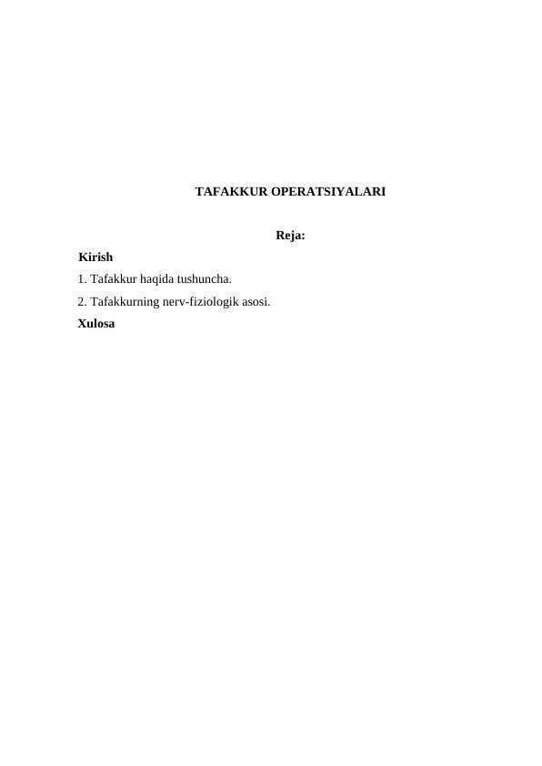 TAFAKKUR OPERATSIYALARI