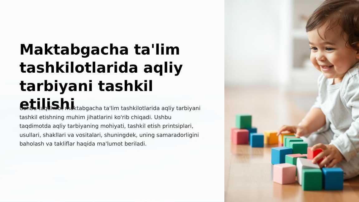 Maktabgacha ta'lim tashkilotlarida aqliy tarbiyani tashkil etilishi