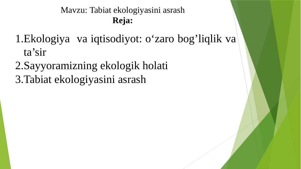 Tabiat ekologiyasini asrash