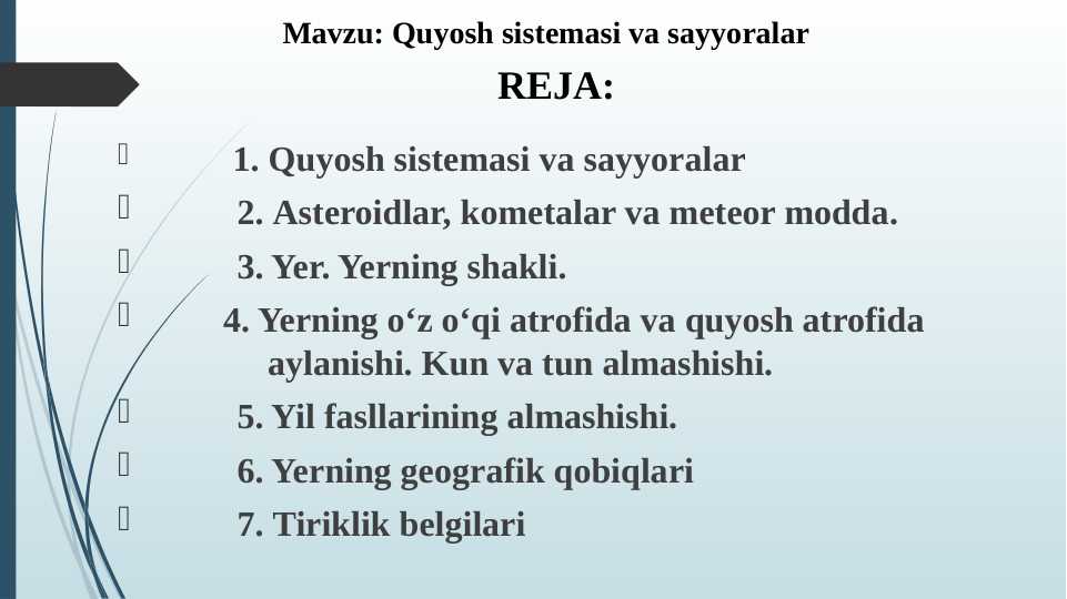 Quyosh sistemasi va sayyoralar