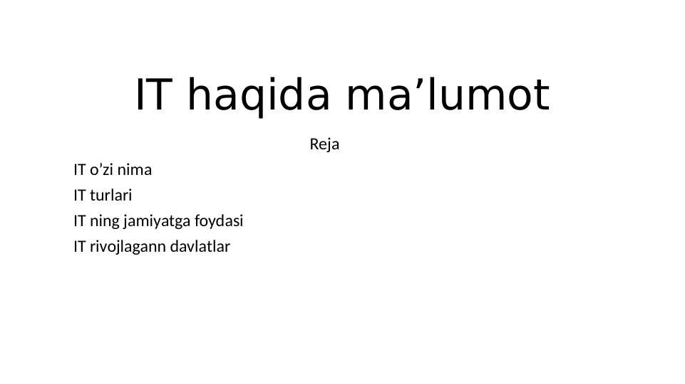 IT haqida ma’lumot