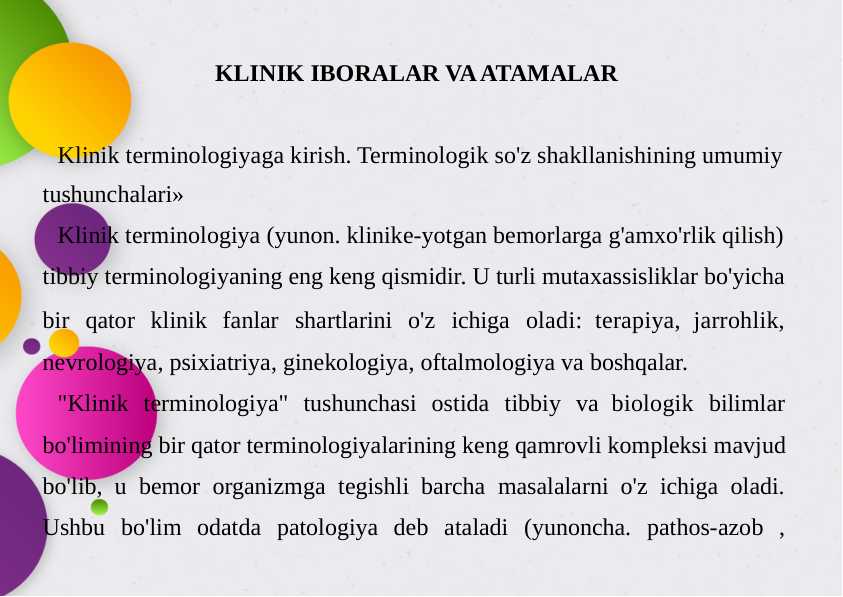 KLINIK ATAMASHUNOSLIKKA KIRISHKLINIK ATAMALAR YASASH USULLARI ...