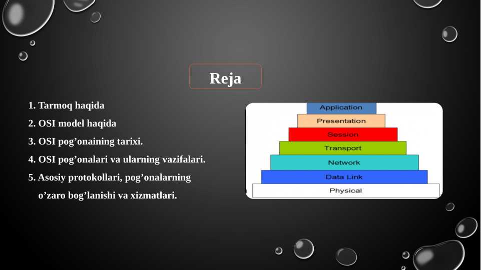 OSI pog'analari, ularning vazifasi