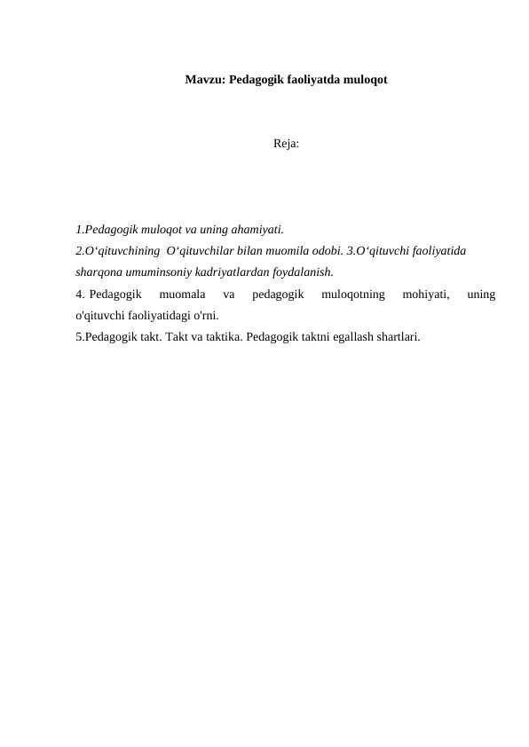 Pedagogik faoliyatda muloqot