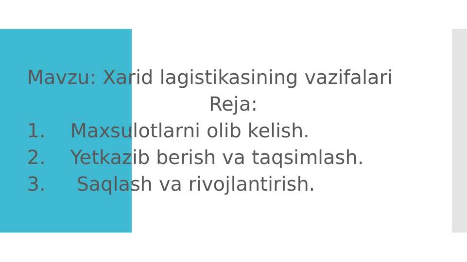 Xarid logistikasining vazifalari